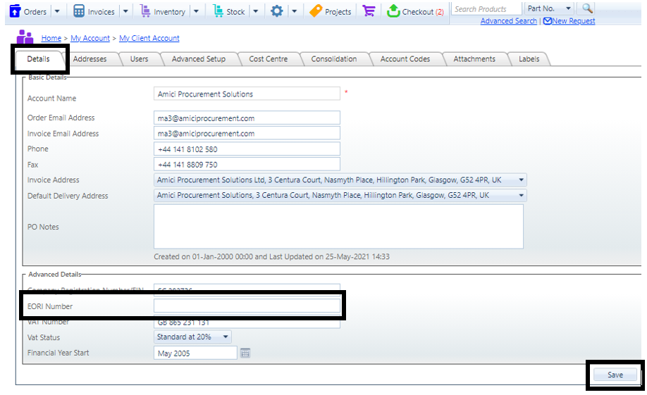 How to add your EORI Number to POs