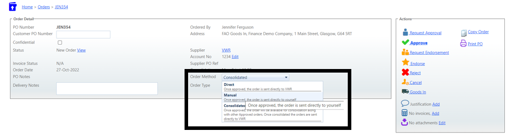How to raise a manual PO