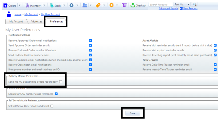 How to manage the daily Outstanding Orders email