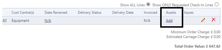 How to add an asset to the Asset Register