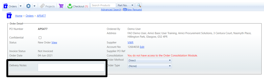 How to add delivery notes to your purchase order that suppliers will see
